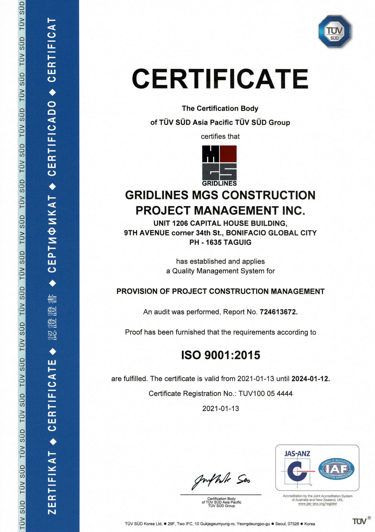 ISO 9001:2015 Certified | Gridlines MGS Construction & Project ...